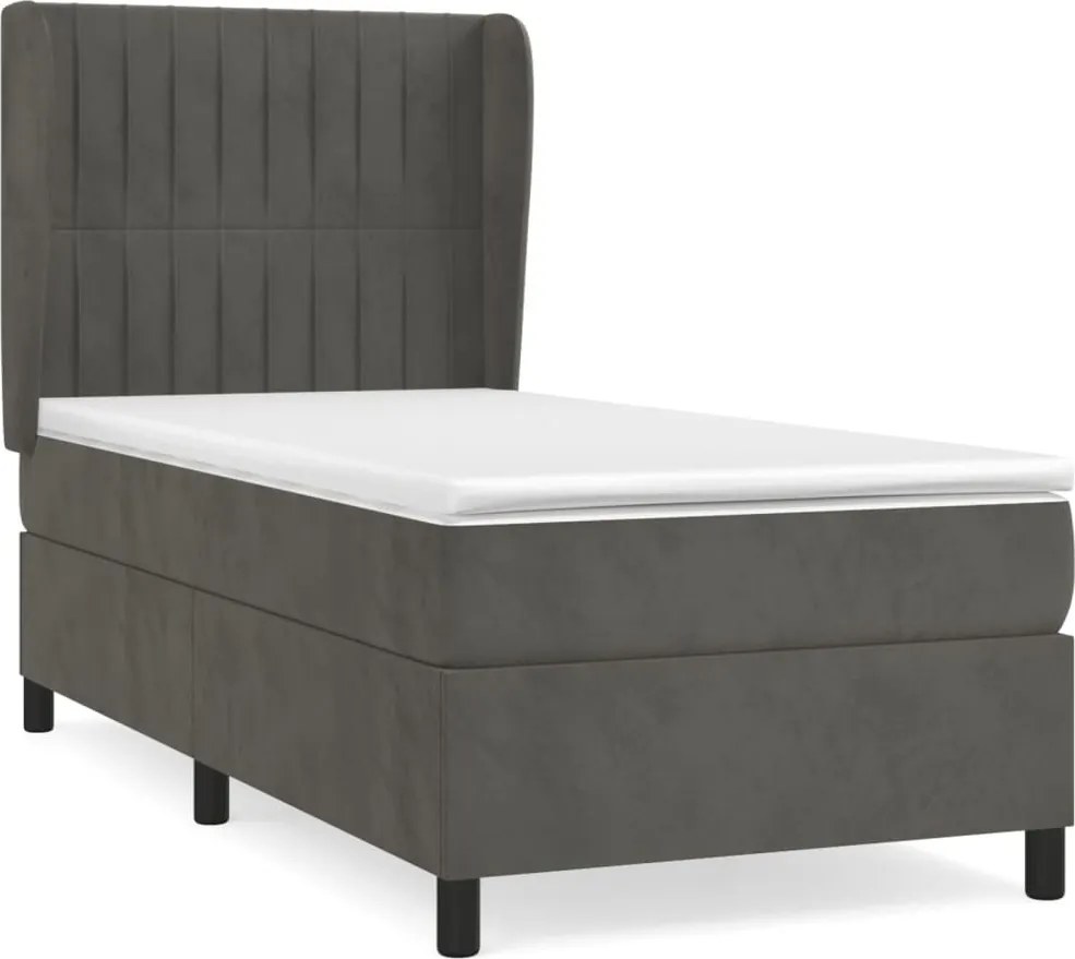 vidaXL Box spring postel s matrací 90x200 cm samet [3129310] Barva: Růžová