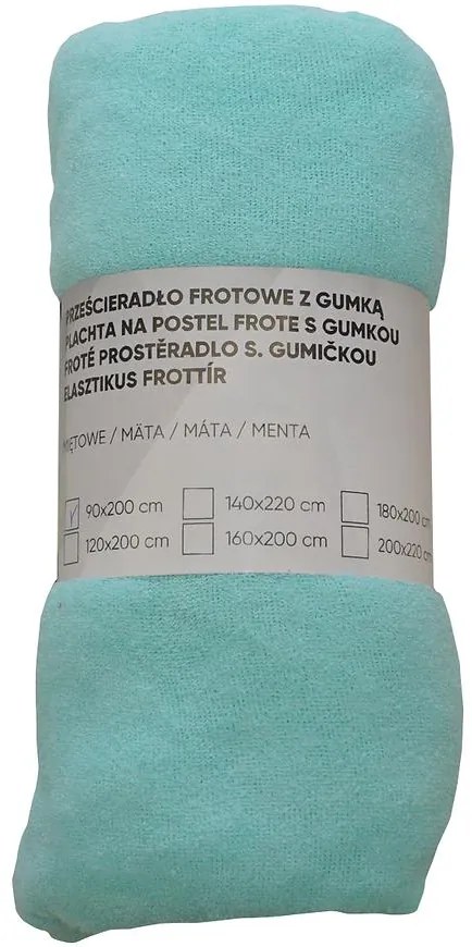 Froté prostěradlo s gumičkou máta 160X200