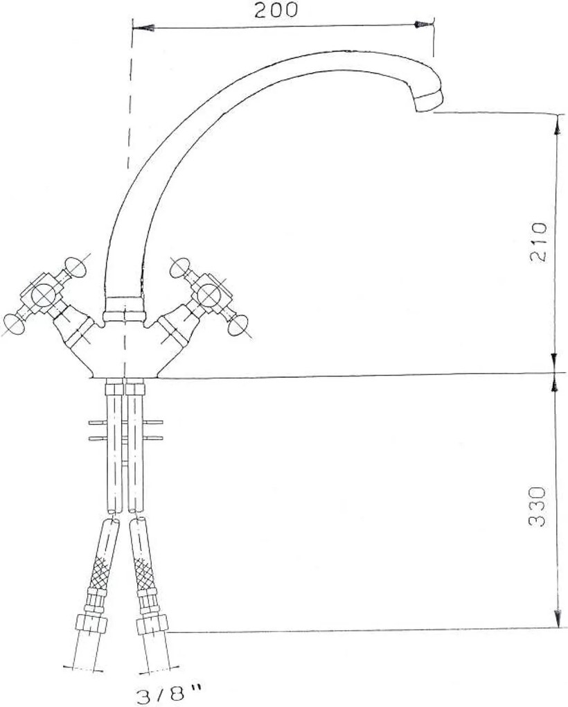Reitano Rubinetteria ANTEA stojánková dřezová retro baterie, výška 265mm, zlato 3115