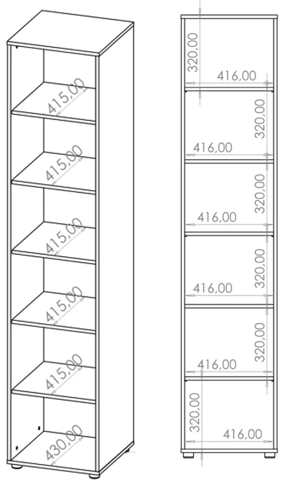 MAXIONE c | regál R 45 MX-08 | 45 cm | černá mat