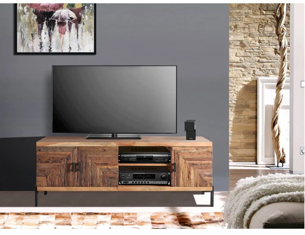 Massive home | Dřevěný tv stolek BREAD - přírodní akácie/staré dřevo VÝPRODEJ