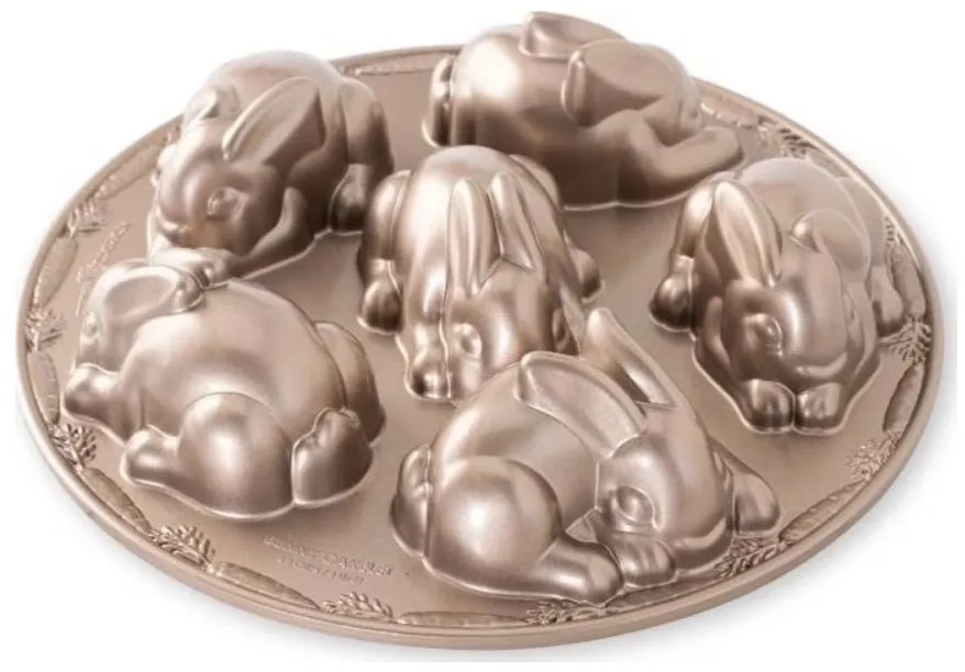 Nordic Ware Hliníková forma na 6 mini bábovek malí králičci