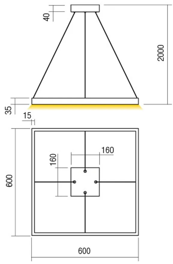 Redo 01-2903 závěsné LED svítidlo stmívatelné Febe pískově černé, 40W, 3000K, 60cm