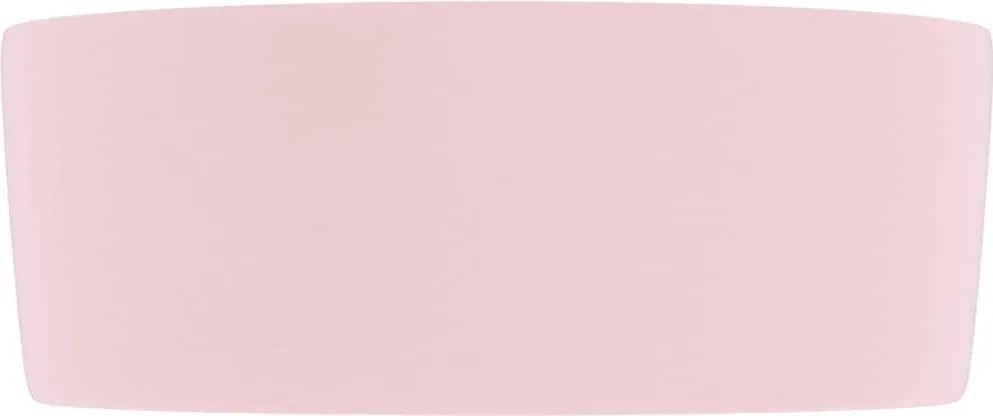 Luxusní umyvadlo kulaté matné růžové 40 x 15 cm keramické 147010