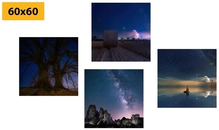 Set obrazů tajemná noční příroda - 4x 40x40 cm