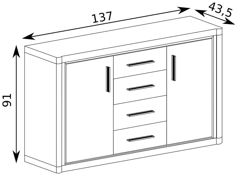 DALLAS s | komoda D5 | 137 cm | sonoma