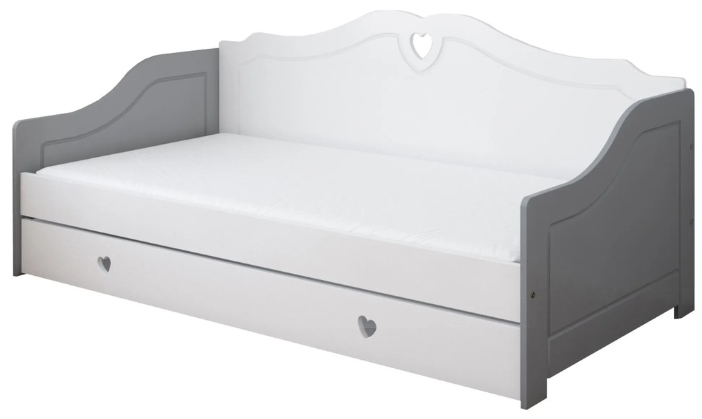 BabyBeds Dětská postel ZUZANA srdíčka Velikost postele: 180x80 cm, Barevné provedení: Bílá, Úložný prostor: Ne, bez úložného prostoru Bílá