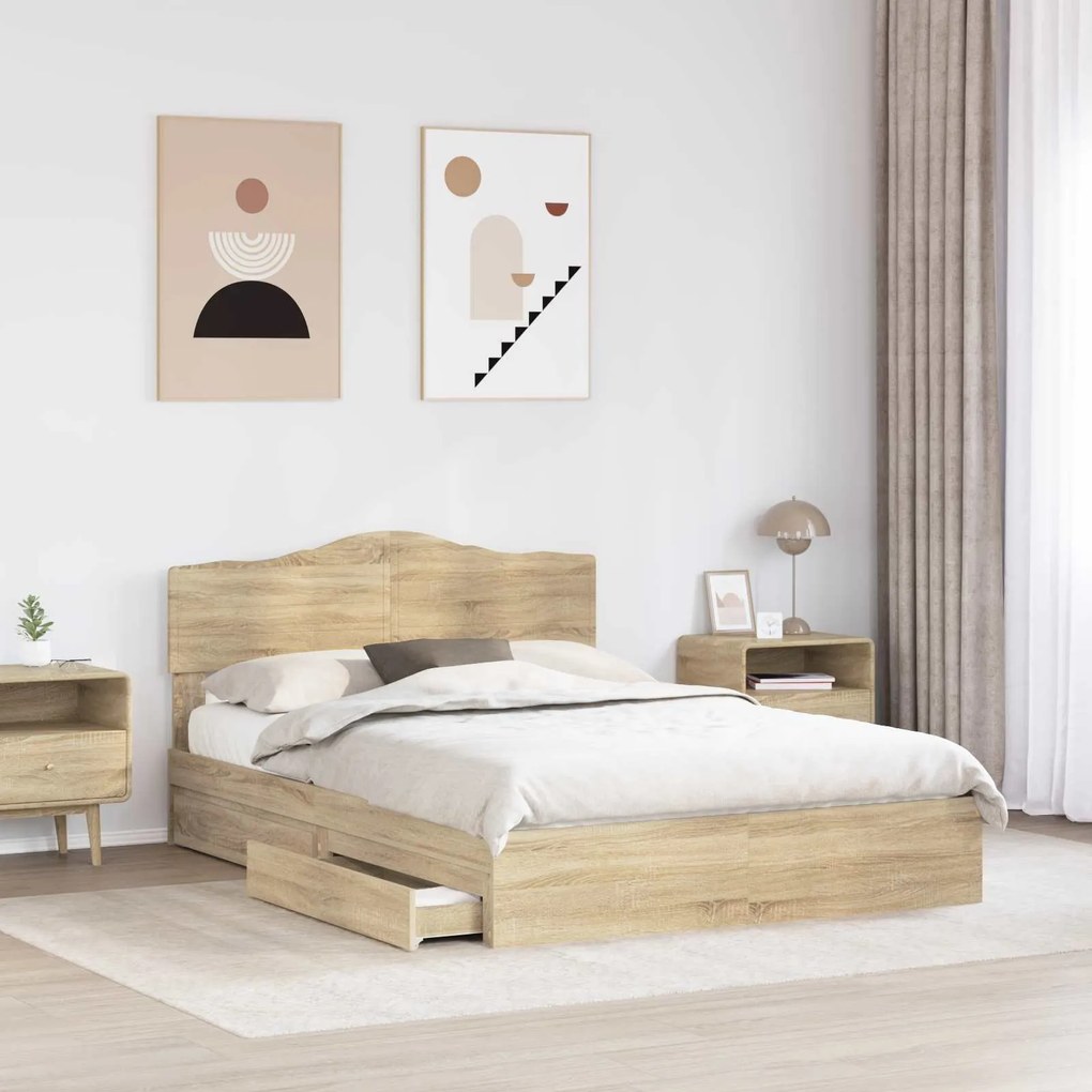 Postel s úložným prostorem se zásuvkou Sonoma dub 160 x 200 cm 3413077