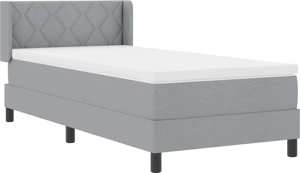 Postel s boxspringem s čelo Světle šedá 200 x 90 cm textil 3341146