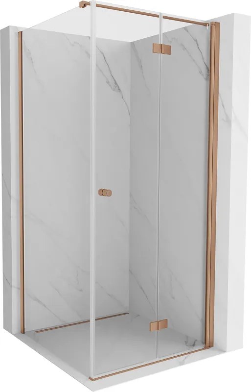 Mexen Mist-F T, 1-křídlý ​​skládací sprchový kout pravý 120 x 110 cm, čiré sklo, měděný matný profil, 8A6T-120-110-65-00-P