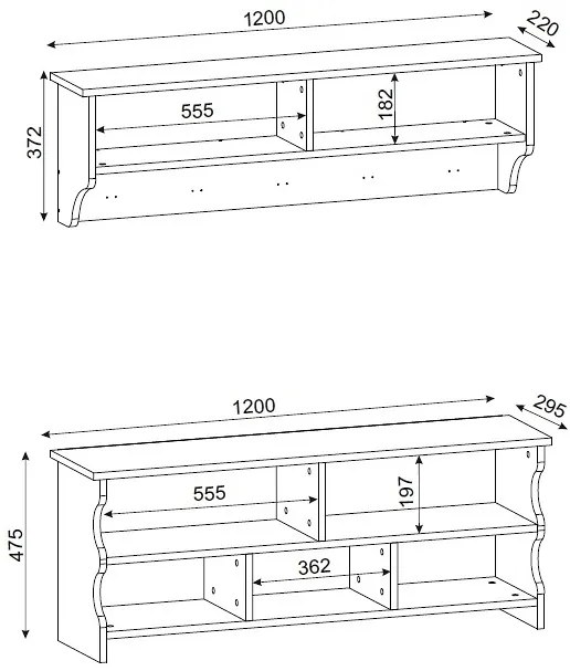 Botník s věšákem EGITO bílá/ořech