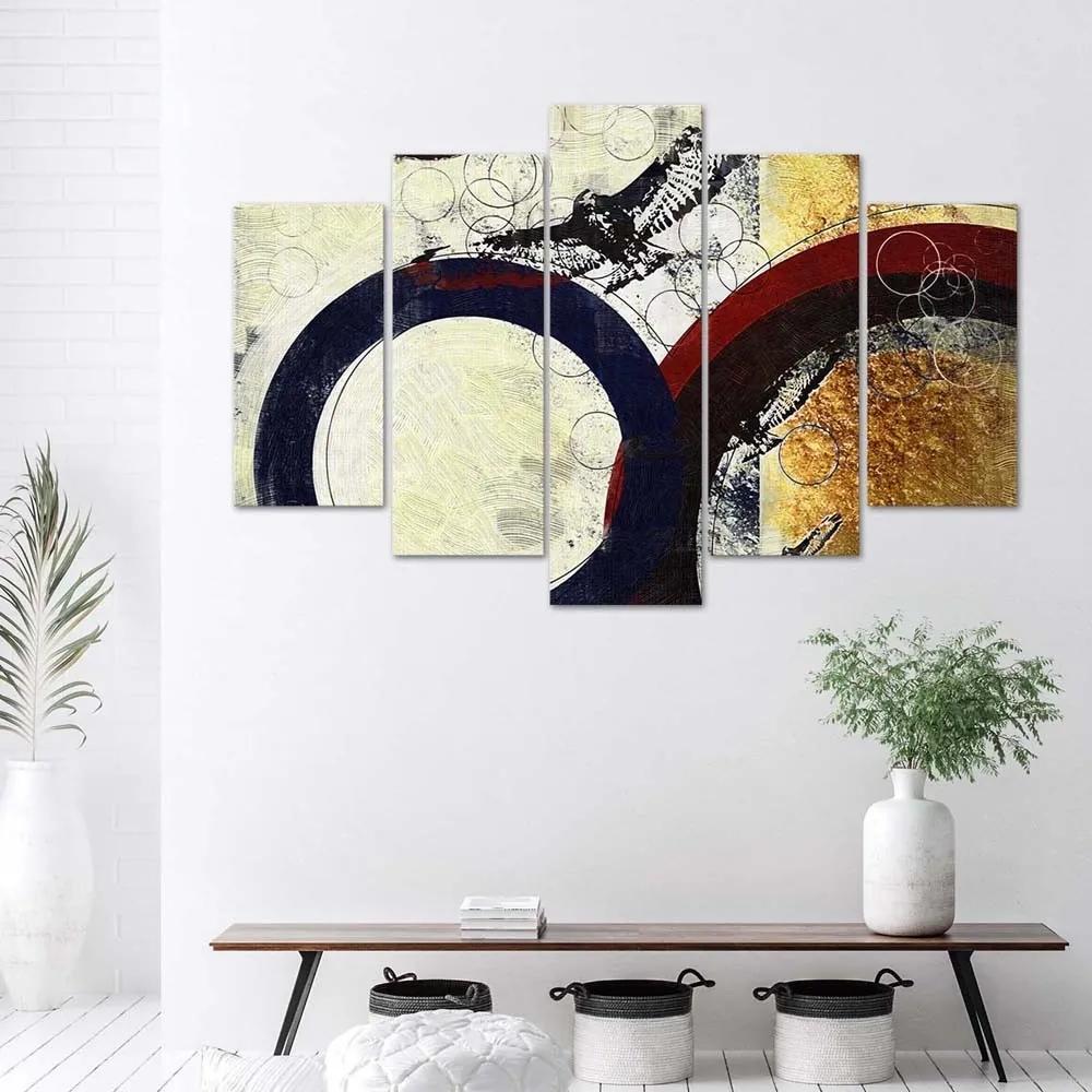 Obraz na plátně pětidílný Abstraktní barevný kruh - 100x70 cm