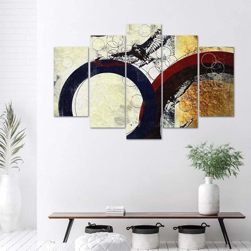 Obraz na plátně pětidílný Abstraktní barevný kruh - 200x100 cm