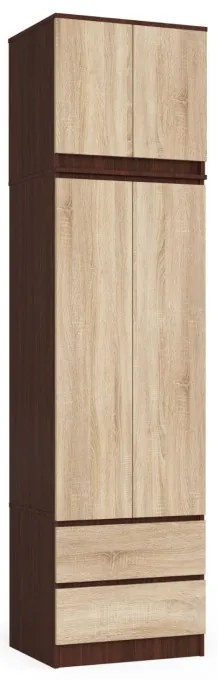 Skříň s nástavcem S 60 cm 2D 2SZ CLP wenge / sonoma