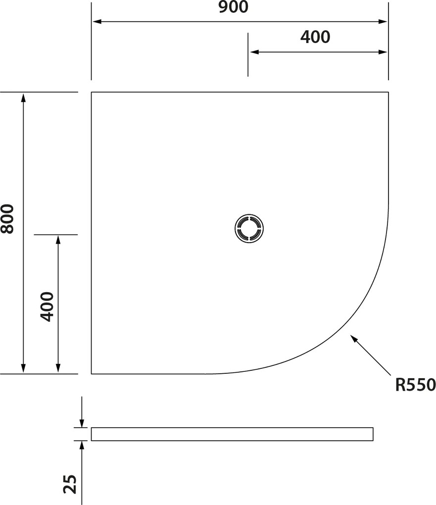 Polysan FLEXIA 90 x 80 x 2,5 cm 91191 sprchová vanička s možností úpravy rozměru levá