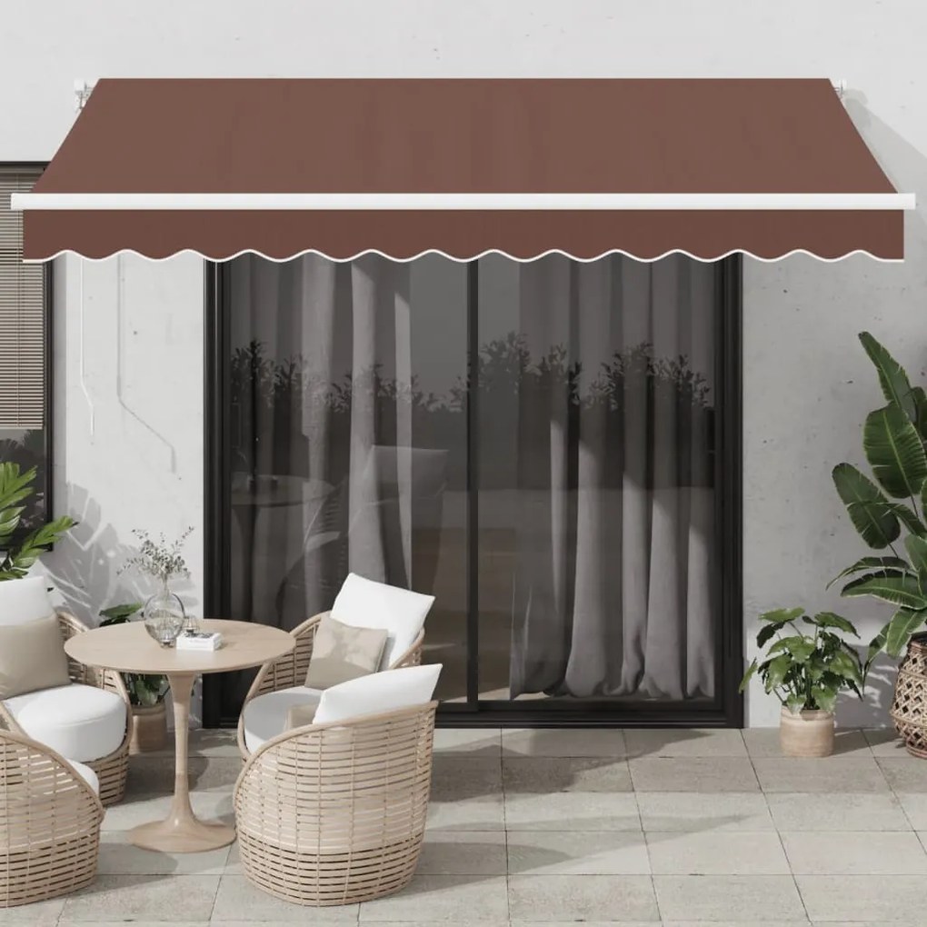Ručně zatahovací markýza hnědá 350 x 250 cm 3215631