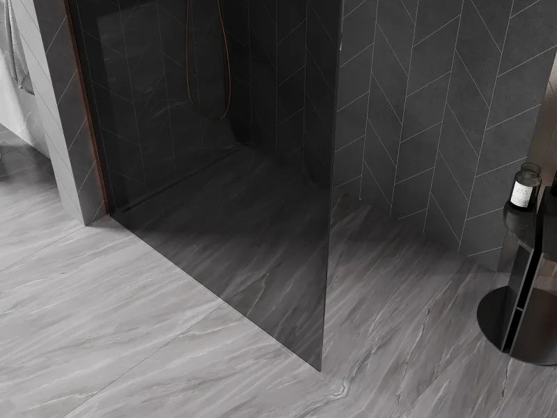 Mexen, Mexen Kioto-X sprchová stěna 90 x 200 cm, grafit 10 mm, růžové zlato - 800-090-101-60-40-X