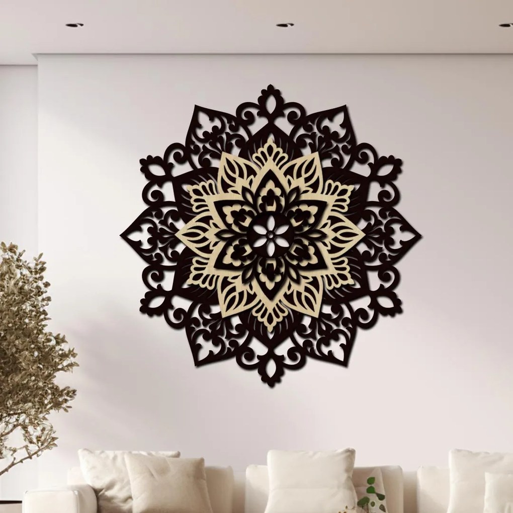 dřevo života 3 vrstvá mandala na zeď Inspirativní energie Rozměry Ø (cm): 60, Zvolte barevný dekor: černá-javor
