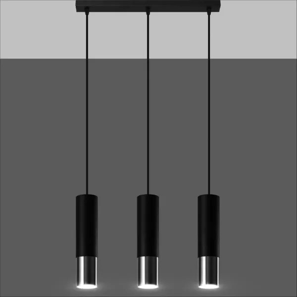 Sollux SL.0942 - Lustr na lanku LOOPEZ 3xGU10/10W/230V černá/chrom