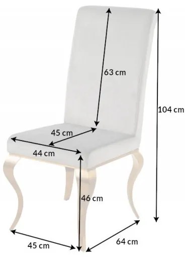 Židle Moderní barokní šedá sametově zlatá/ 43384