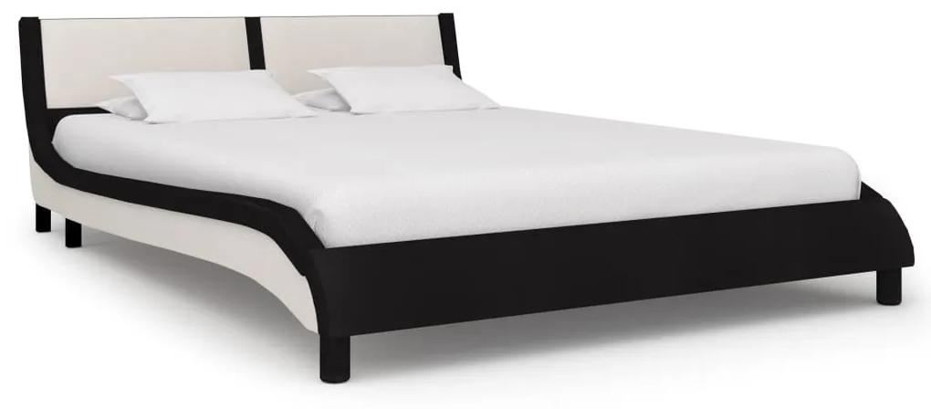 280343 vidaXL Rám postele černobílý umělá kůže 120 x 200 cm