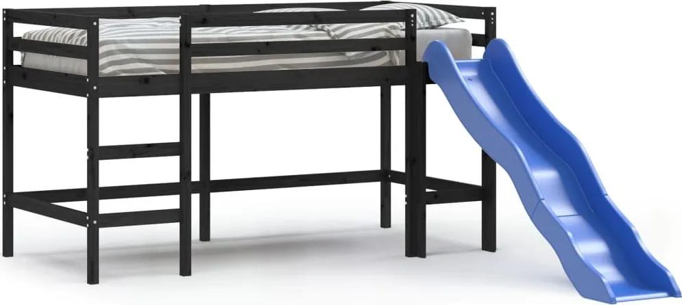 vidaXL Dětská patrová postel se skluzavkou 80x200 cm borové dřevo [835906] Barva: Černá