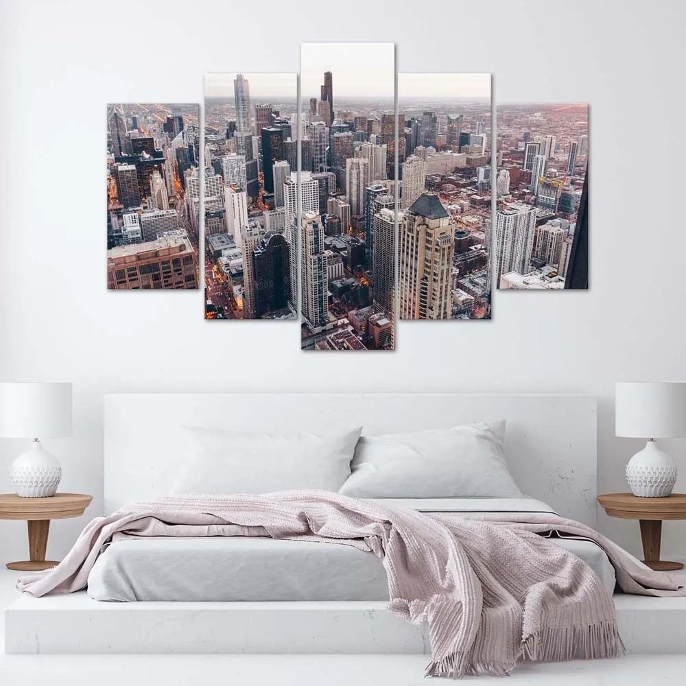 Gario Obraz na plátně Chicago mrakodrapy - 5 dílný Rozměry: 100 x 70 cm