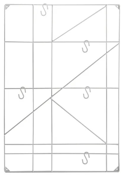 Bílý nástěnný držák s 5 háčky Versa Geometric