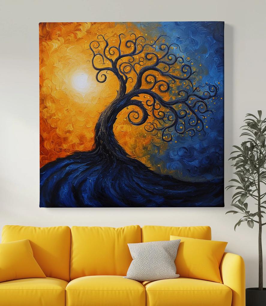 Obraz na plátně - Strom života Sluneční úklon FeelHappy.cz Velikost obrazu: 120 x 120 cm