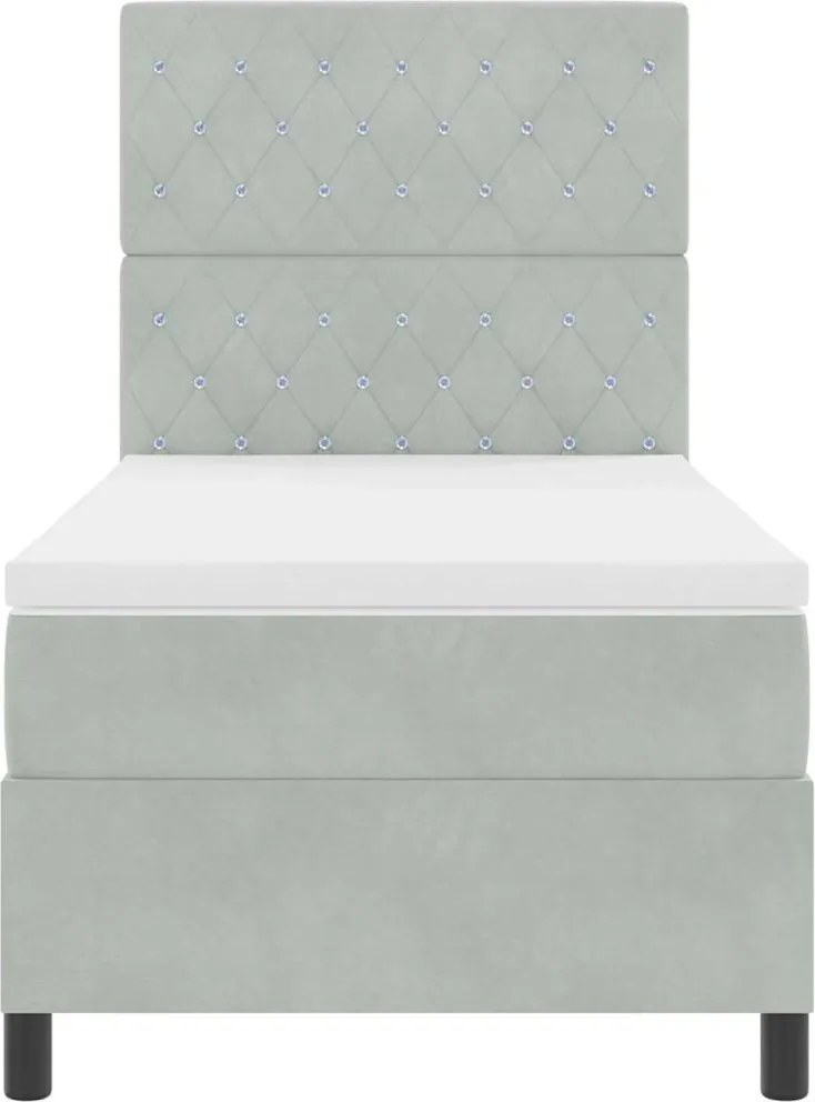 Postel s boxspringem s matrací Světle šedá 100 x 200 cm samet 3339746
