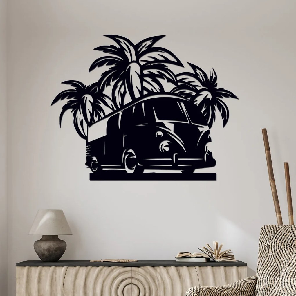 dřevo života Dřevěná dekorace na zeď HOLIDAY CAR Zvolte rozměr (cm): 80x60, Zvolte barvu dekoru: Ořech