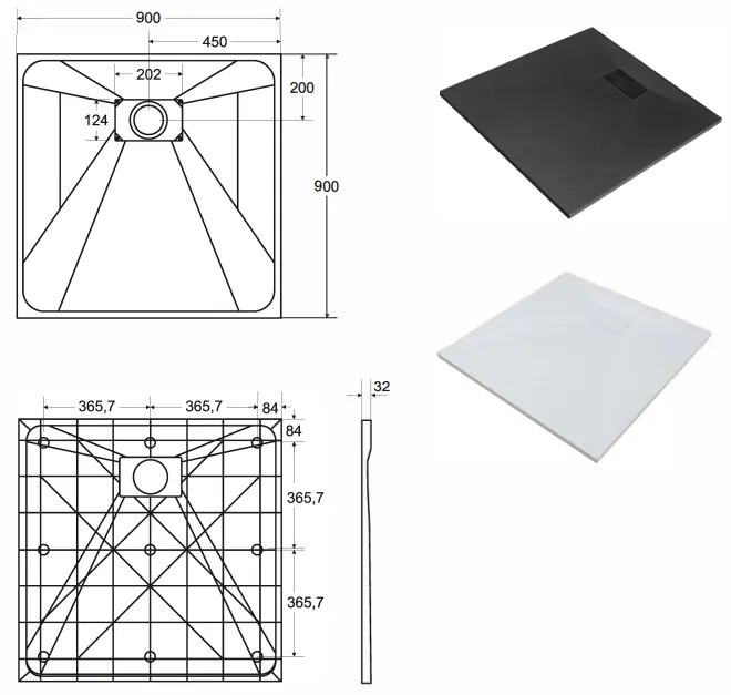 Besco Vexo čtvercová sprchová vanička, white Rozměr vaničky: 80x80cm