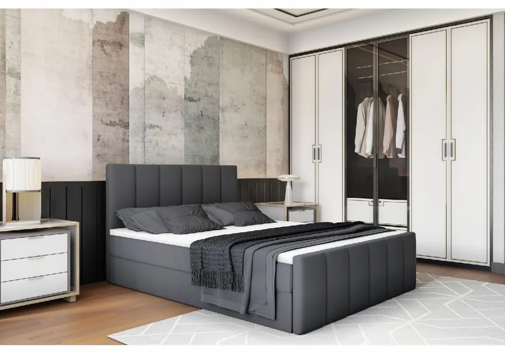 Kondela Boxspringová postel, 180x200, šedá, STAR