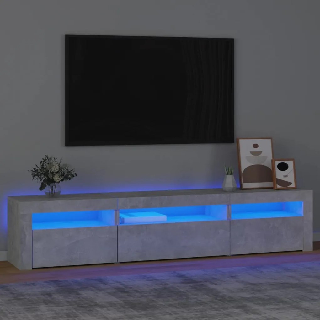 TV skříňka s LED osvětlením betonově šedá 195x35x40 cm