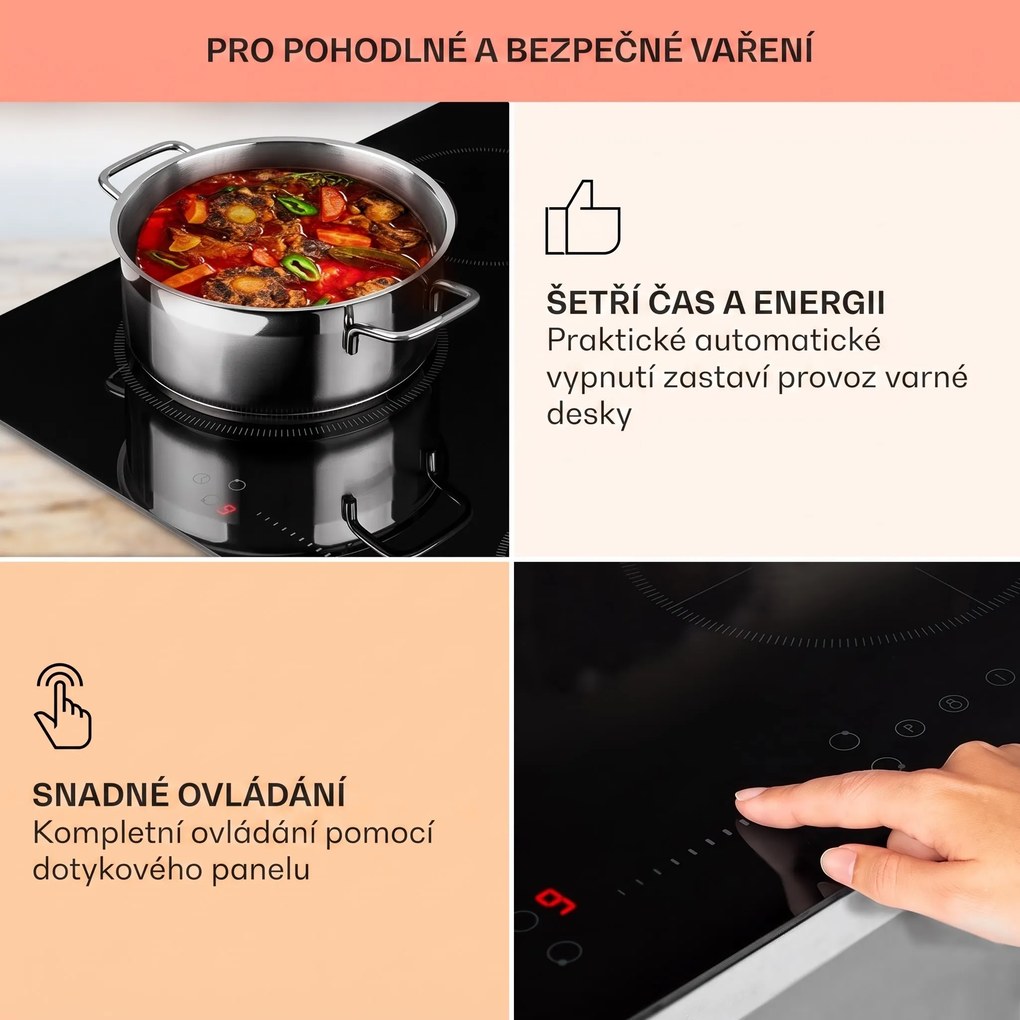 Klarstein Virtuoso EcoAdapt, indukční varná deska, 7200 W, 4 zóny, sklo, černá