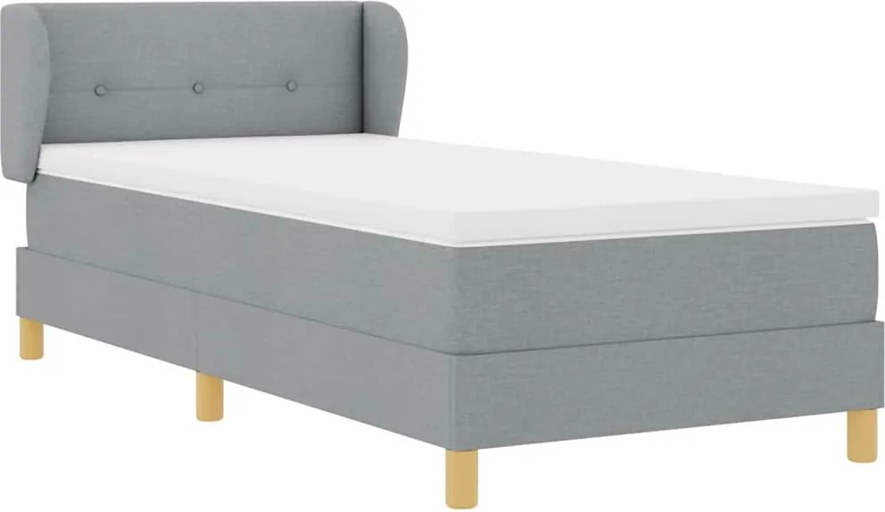 Postel s boxspringem s čelo Světle šedá 90 x 200 cm textil 3340192