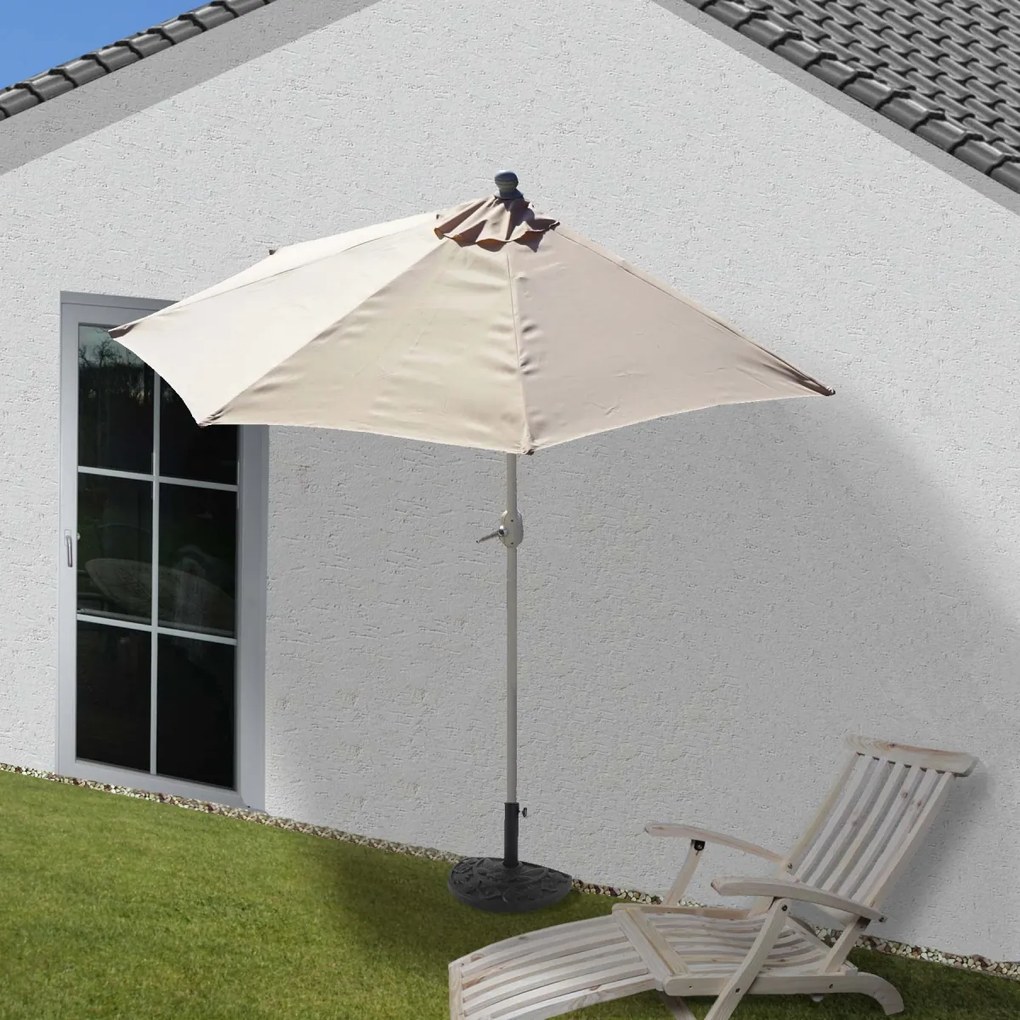 Slunečník půlkruh Parla 270 cm se stojanem - polyester/hliník - krémová