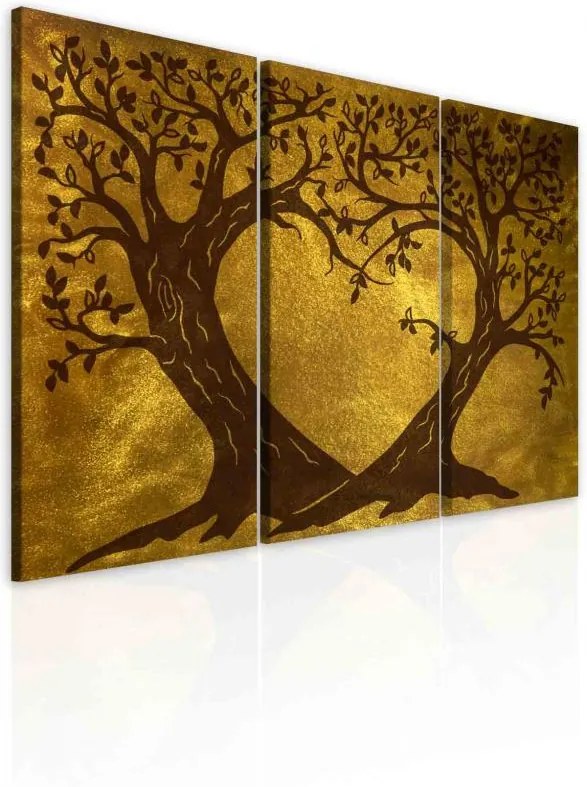 InSmile Obraz zlaté srdcové stromy 120x80 cm