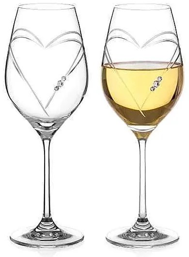 Diamante Swarovski Sklenice na víno Hearts 360 ml, 2 ks