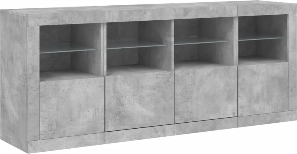 Příborník s LED osvětlením betonově šedý 163 x 37 x 67 cm 3209075