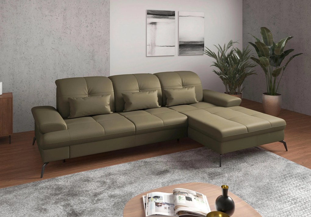 XXXLutz ROHOVÁ SEDAČKA, textil, kůže, olivově zelená Sit & More - Sedací soupravy - 000144011767