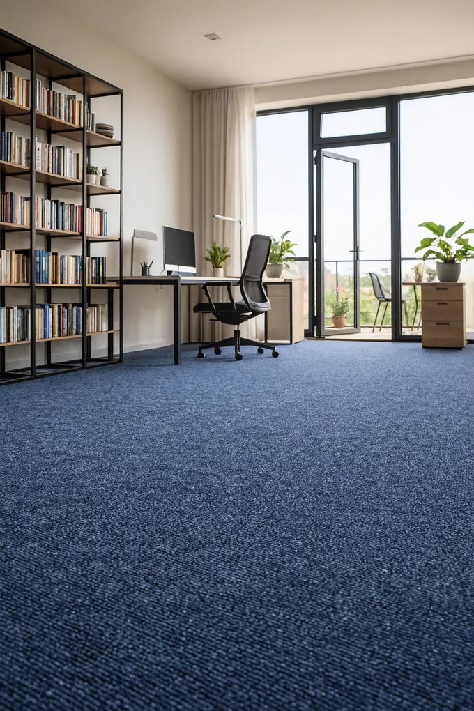Condor Carpets, Metrážový koberec Classica 582, zátěžový, na míru, šíře 4m,5m, modrá, ab (mřížka), chodba / předsíň