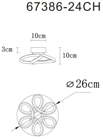 Globo 67386-24CH - LED Stropní svítidlo MELISAND 24W/230V pr. 26 cm zlatá