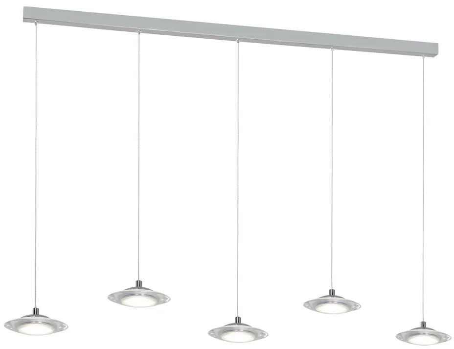 Závěsné svítidlo Ellipse, 5x chromové kovové stínítko, ch