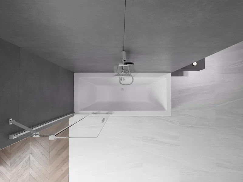 Mexen Velar, 2-křídlová posuvná vanová zástěna 70 x 150 cm, 8mm čiré sklo, chromový profil, 896-070-000-01-01