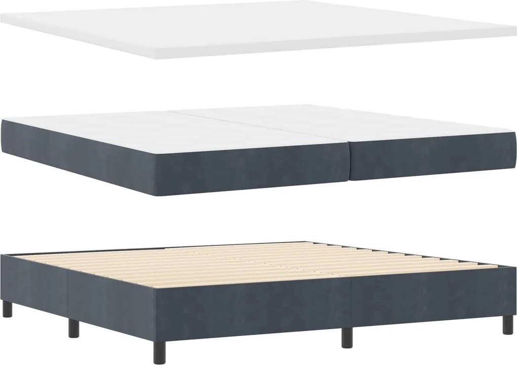 Postel s boxspringem s čelo Tmavě šedá 200 x 200 cm samet 3344601