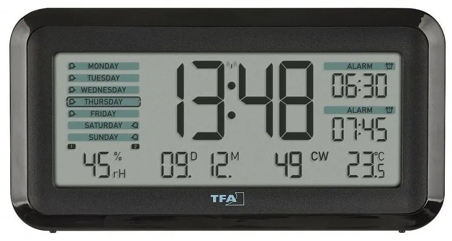 TFA 60.2562.01.GB - Rádiem řízený digitální budík s automatickým podsvícením BOXX2