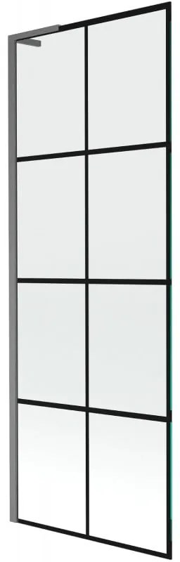 Mexen Next L, 1-křídlová vanová zástěna 70 x 150 cm, 6mm čiré sklo-černý vzor, grafitový profil, 895-070-000-03-77-66