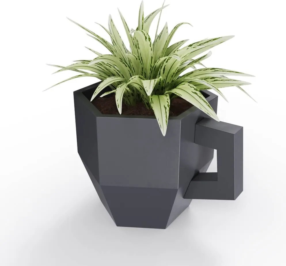 Velký plastový obal na květináč HRNEK/antracit