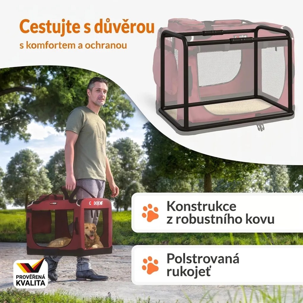 Skládací cestovní box pro psy XXL, červený 109443